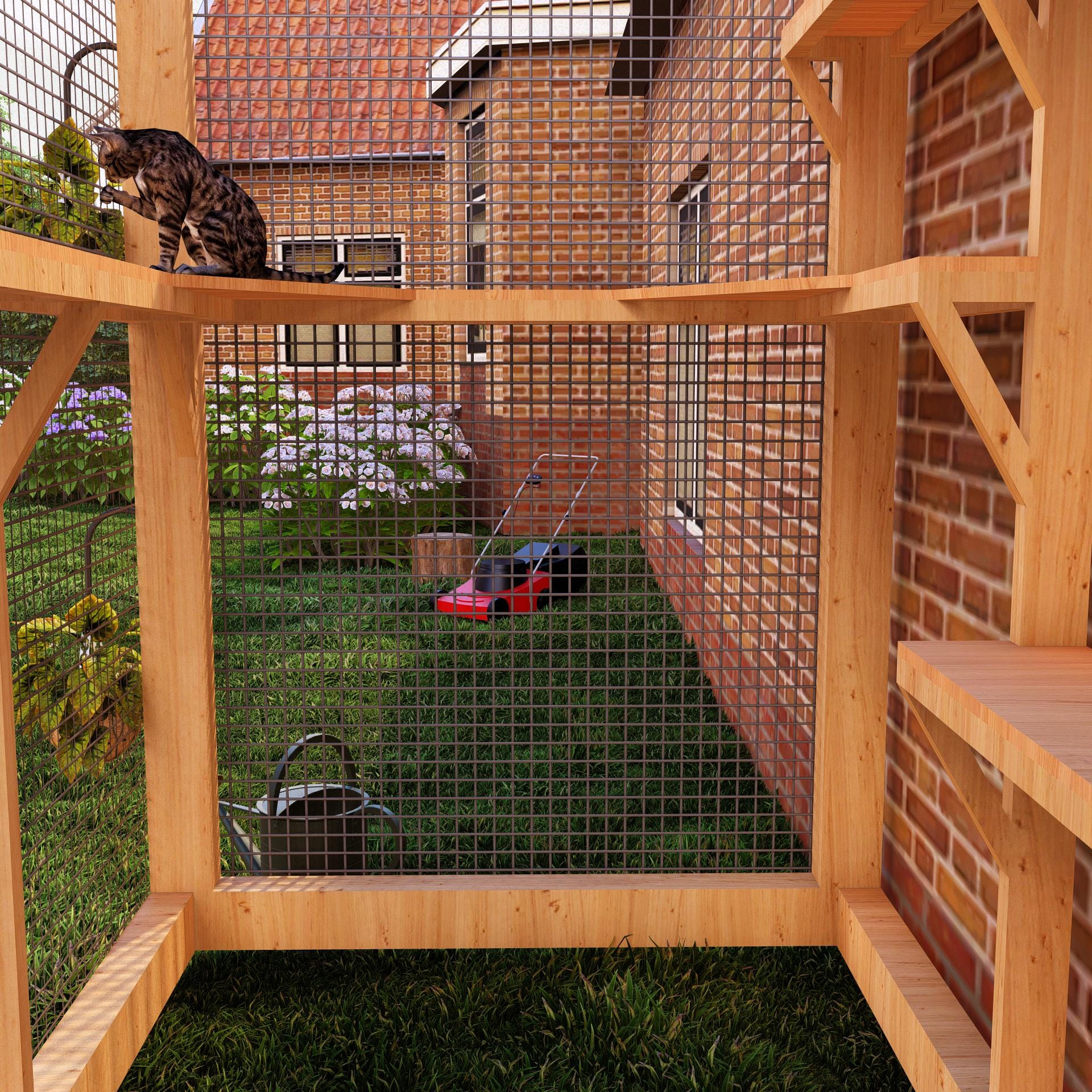 DIY Outdoor Cat Enclosure Plans, 5 X 10 Pergola Style Catio With ...