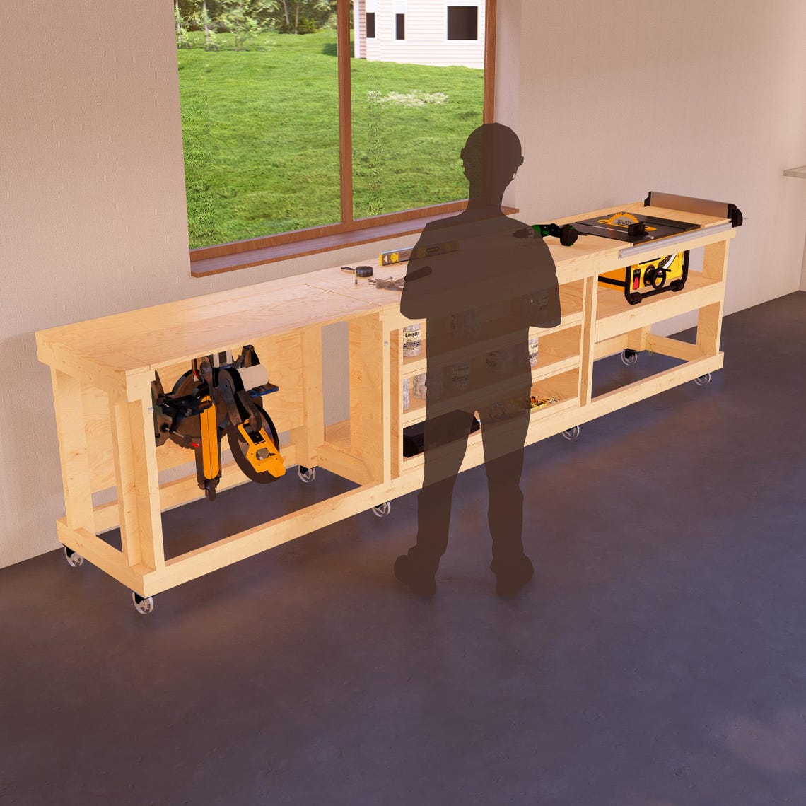 Premium DIY Compact Workbench Plans 2x12, Perfect for Small Spaces With ...