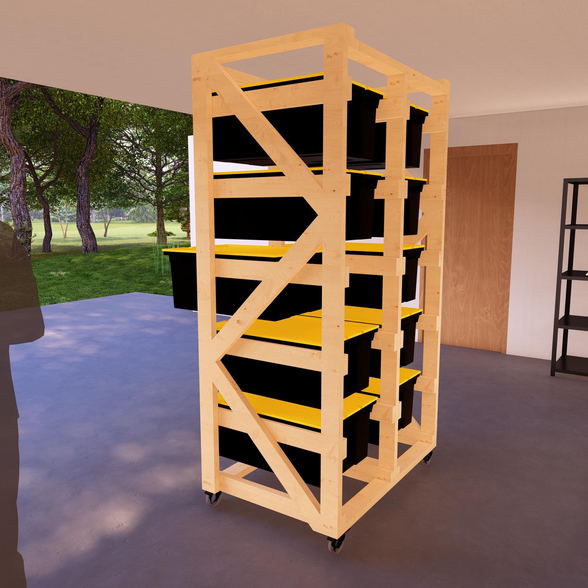 DIY Modular Tote Adaptable Storage Rack Plans, Mobile Wooden Design for ...