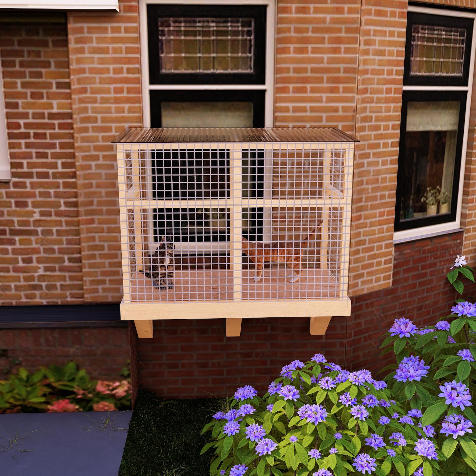 DIY 2x4 Ft Window Catio Plans, Outdoor Cat Enclosure for Fresh Air and ...