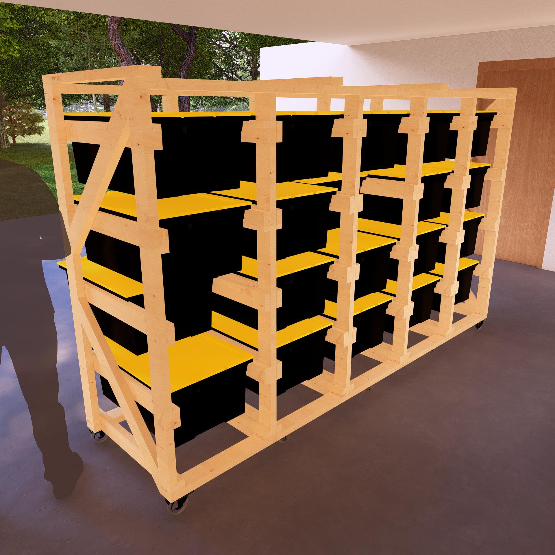 Modular 27-gallon DIY Tote Rack Plans, Sturdy Wooden Shelving Unit for ...