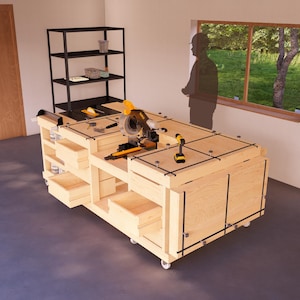 4x8 Ft DIY Foldable Garage Workbench Plans – Space-saving Design With T ...