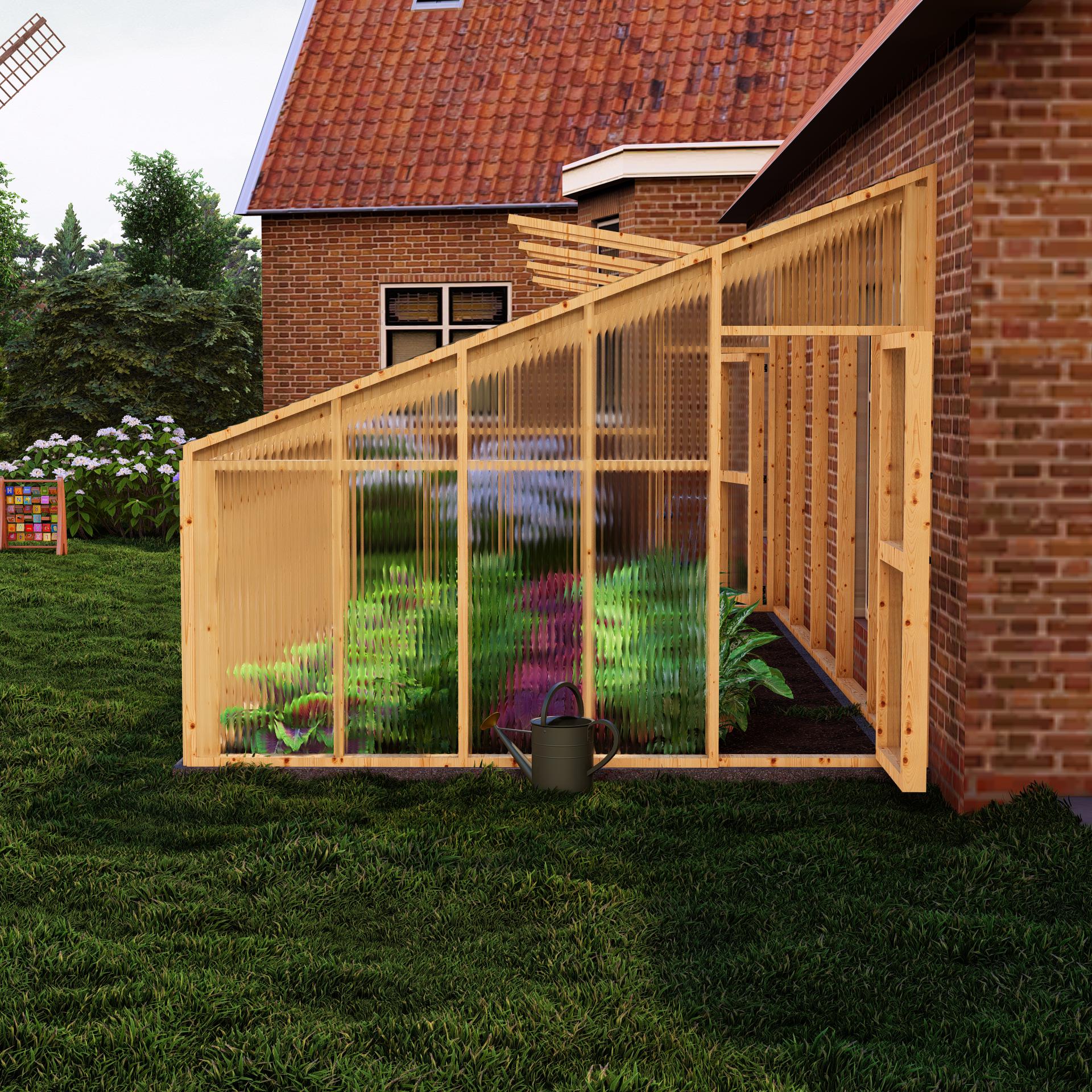 DIY 10x20 Ft Lean-to Greenhouse Plans, Wall-attached Polycarbonate ...