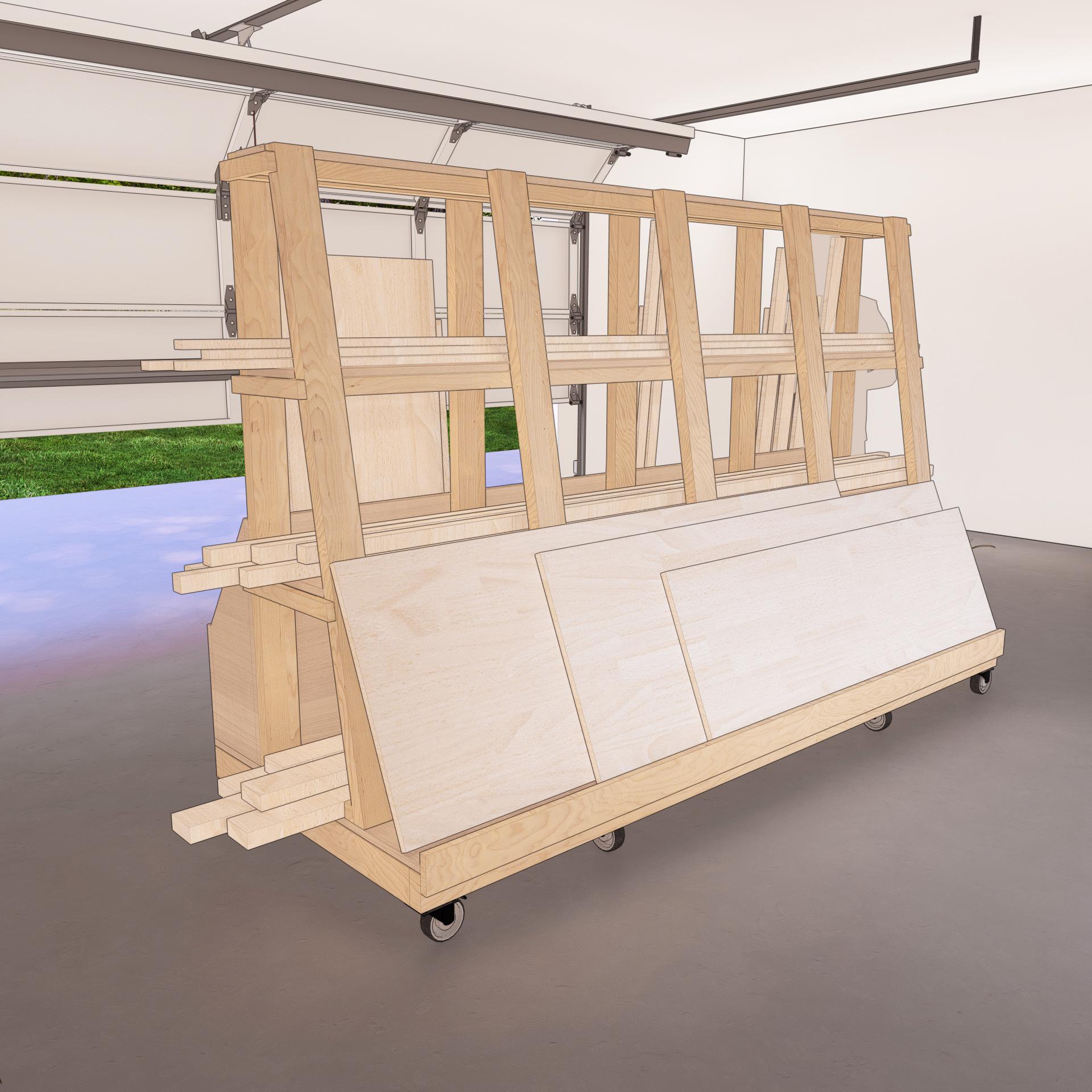 DIY Workshop Cart Woodworking Plans – 3×8 Rolling Mobile Wood Cart ...