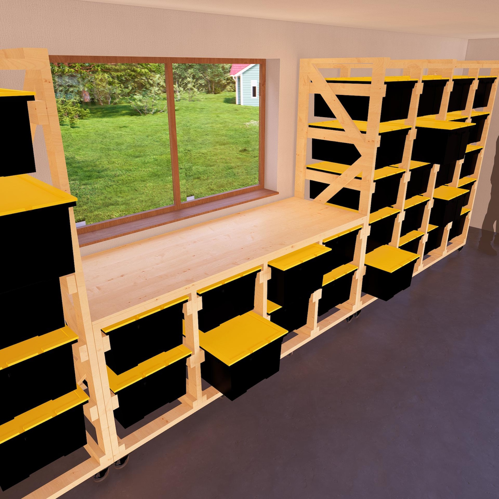 DIY Modular 3-in-1 Tote Storage Rack & With Workbench Option, Holds 43 ...