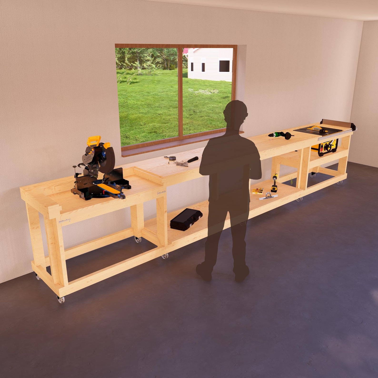 DIY Compact Workbench Plans, Build Your Own 2x16 Space-saving Workbench ...