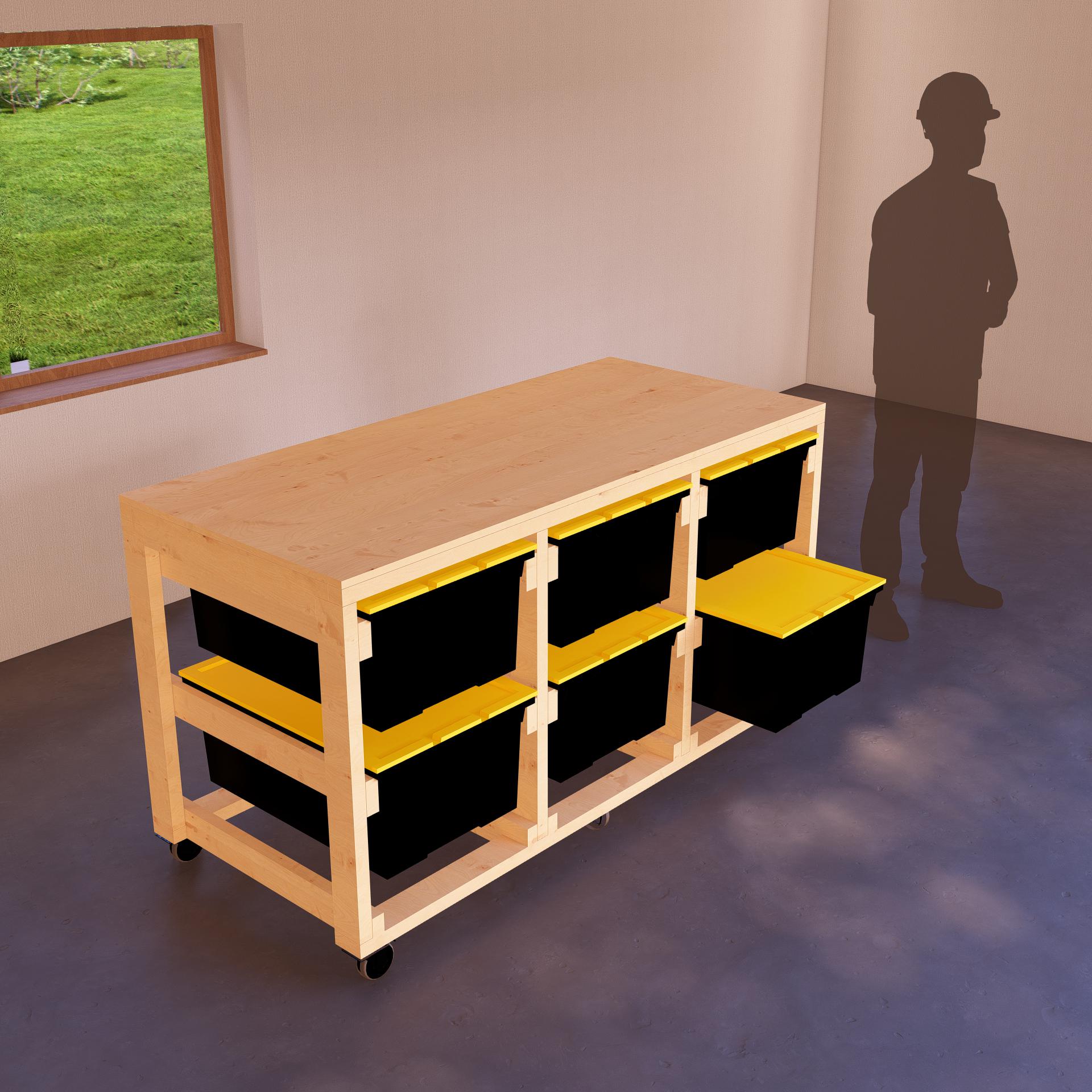 DIY Wooden Modular Workbench and Tote Rack Plans, Holds 6 27-gallon ...
