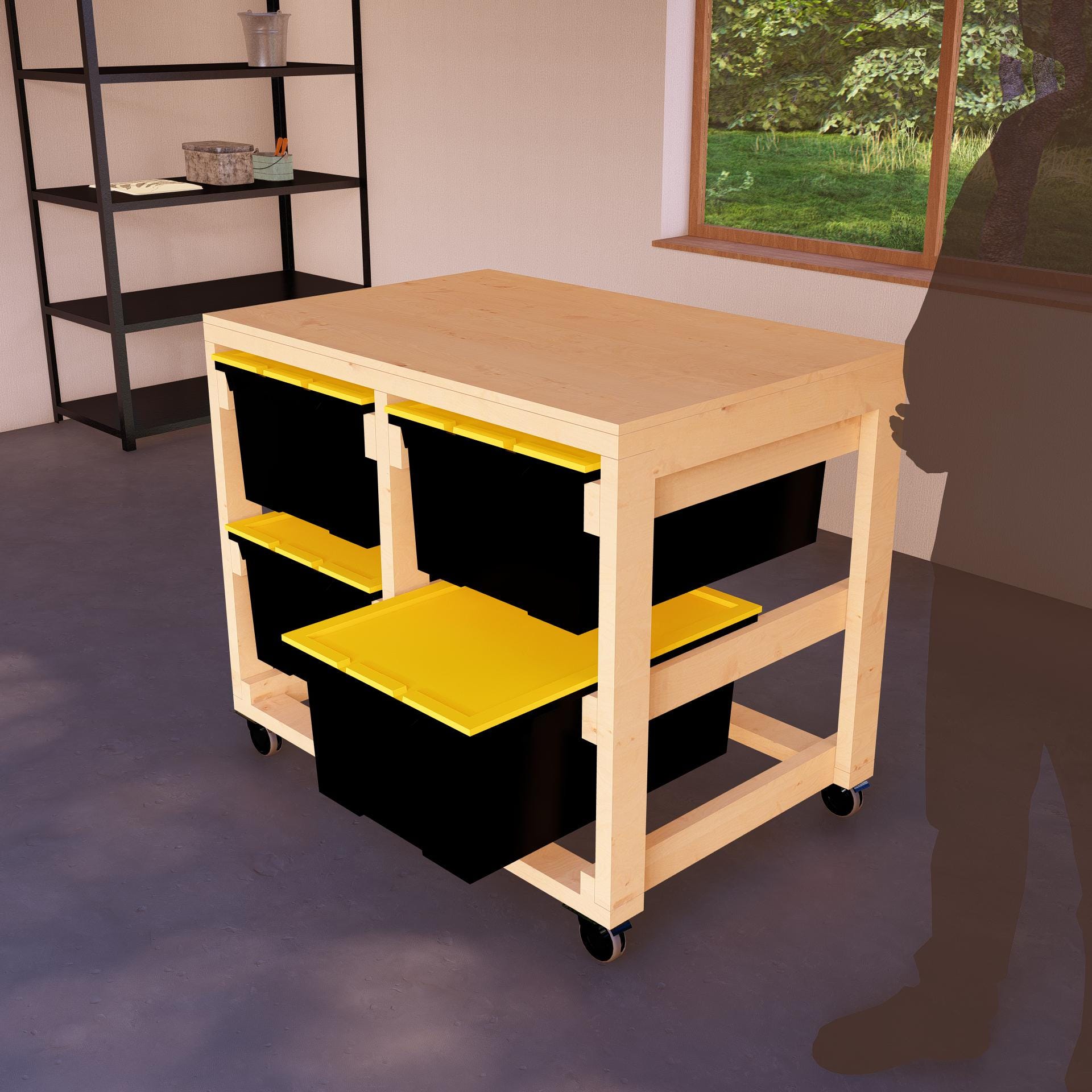 DIY Modular Tote Rack Workbench Plans, Holds 4 27-gallon Bins, Dual ...