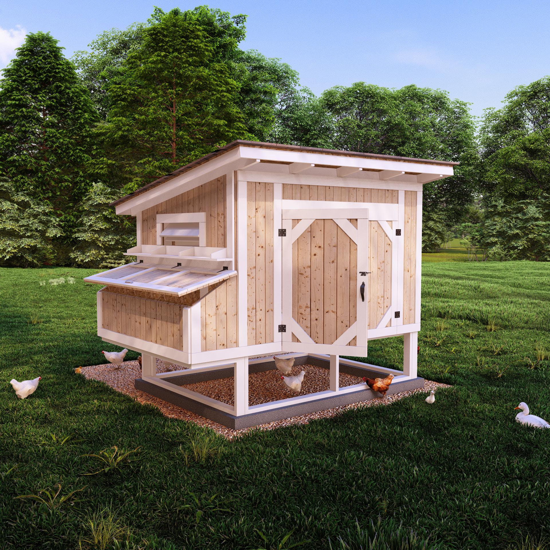 Spacious Chicken Coop Plans for 20 Chickens, 6x8 DIY Hen House With ...