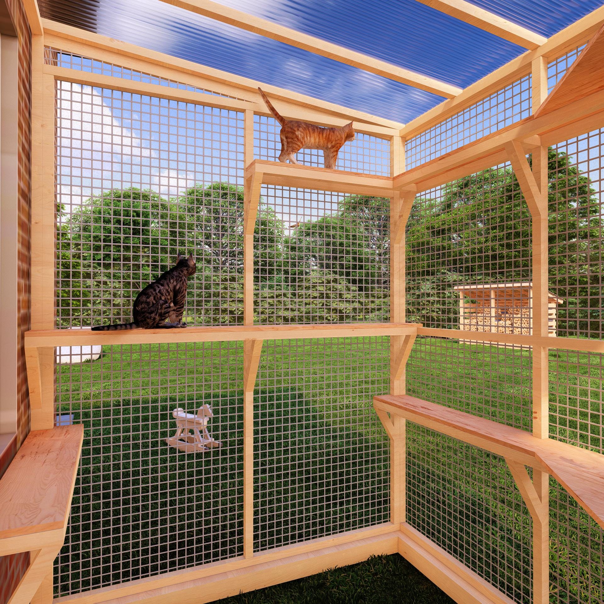 DIY Outdoor Cat Enclosure Plans Play Area for Cats, Create a 6x6 Ft ...