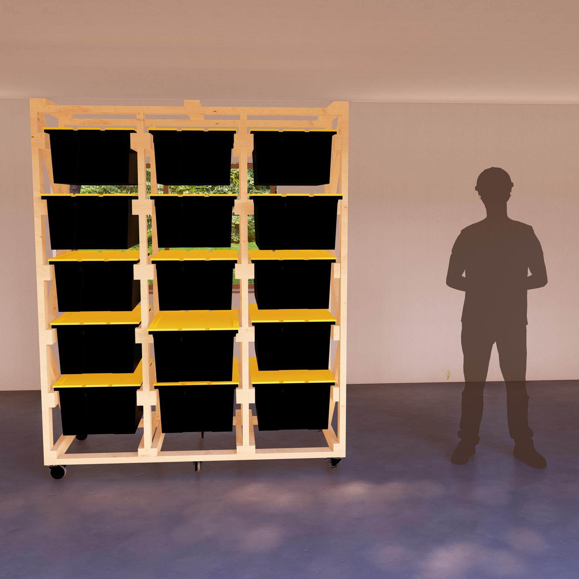 DIY Tote Storage Rack Plans, Wooden Shelving Unit for 15 Totes, Space ...
