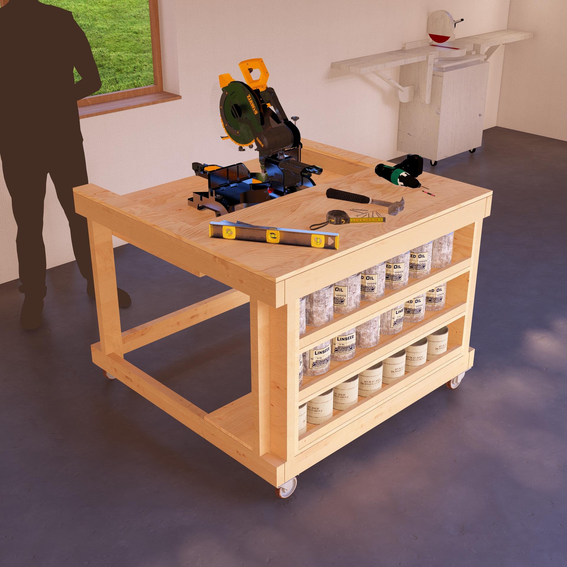 Modular Foldable Workbench Plans for Garage, DIY Mobile Workbench With ...