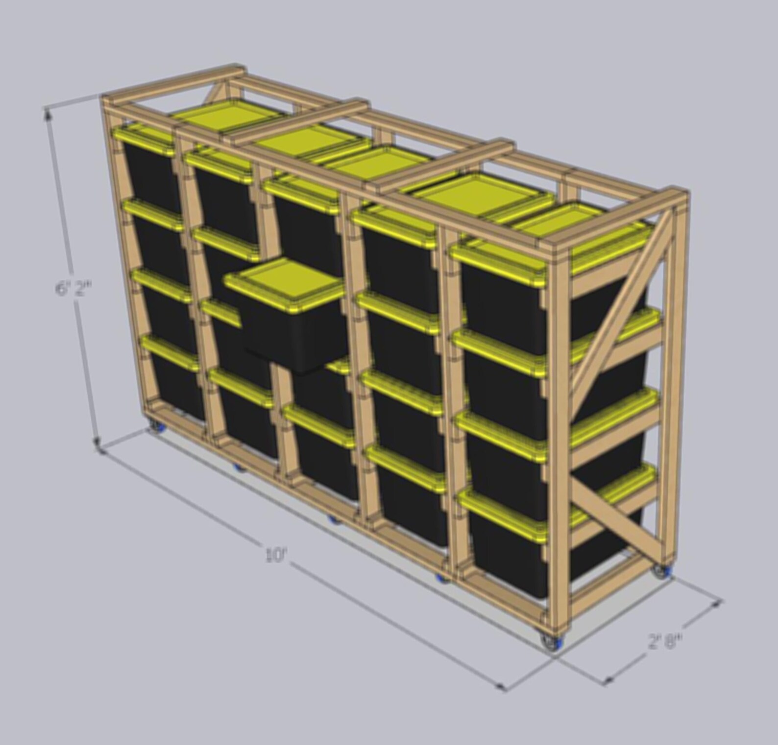 Modular 27-gallon DIY Tote Rack Plans, Sturdy Wooden Shelving Unit for ...