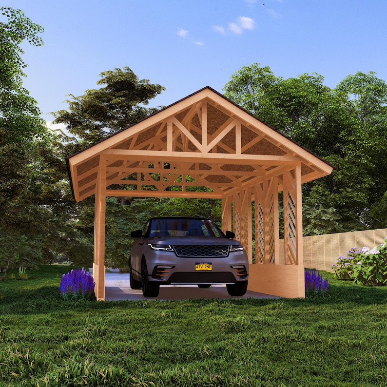DIY Wooden Single Car Garage Plans: Garden Integration (PDF Download ...