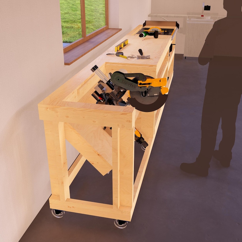 Premium DIY Compact Workbench Plans 2x12, Perfect for Small Spaces With ...