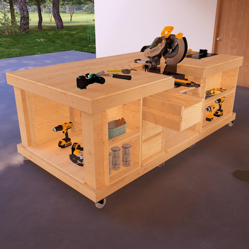 Mobile Table Saw & Miter Saw Workbench Plans DIY Digital Download ...