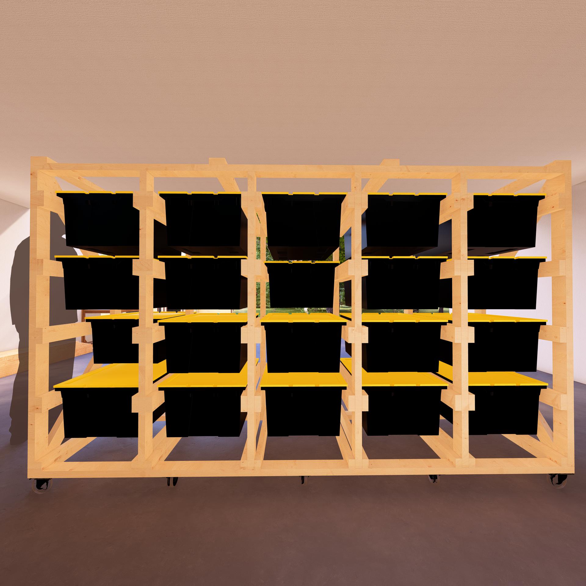 Modular 27-gallon DIY Tote Rack Plans, Sturdy Wooden Shelving Unit for ...