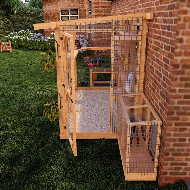 DIY Outdoor Cat Enclosure Bundle Plans, Modular Catio 5x10 With Tunnel ...