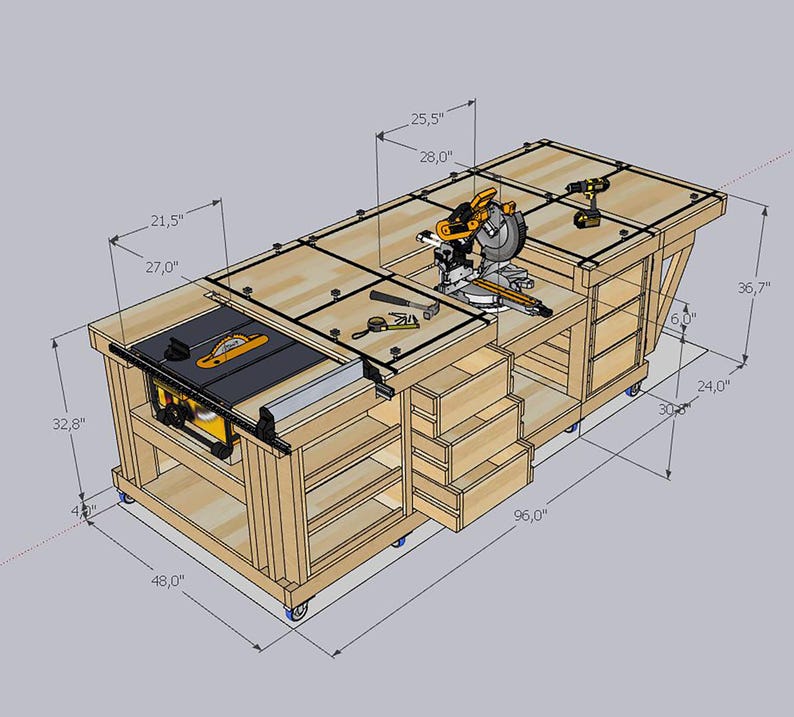 4x8 Ft DIY Foldable Garage Workbench Plans – Space-saving Design With T ...