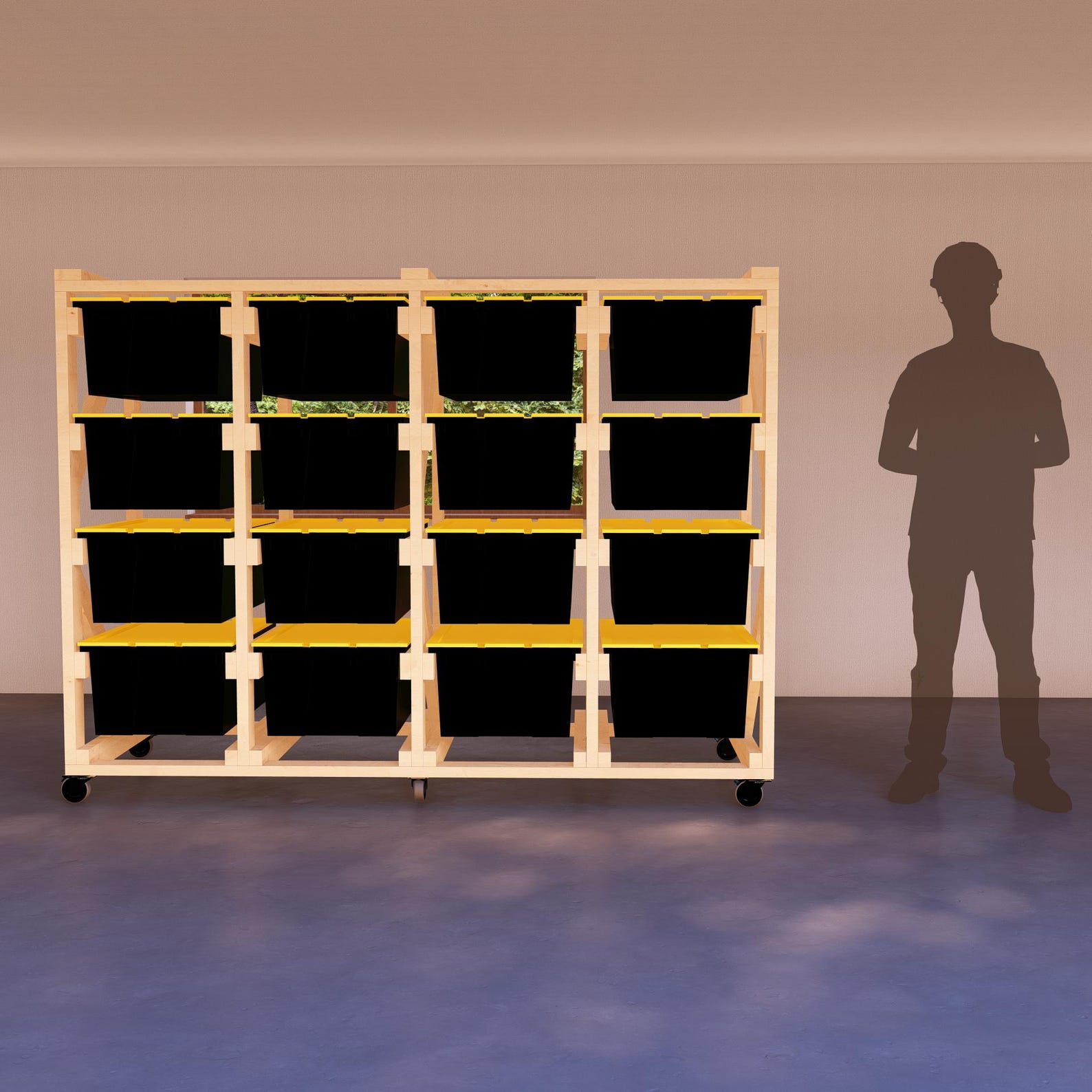 DIY 16-bin Tote Storage Rack Plans, Wooden Modular Shelves for 27 ...