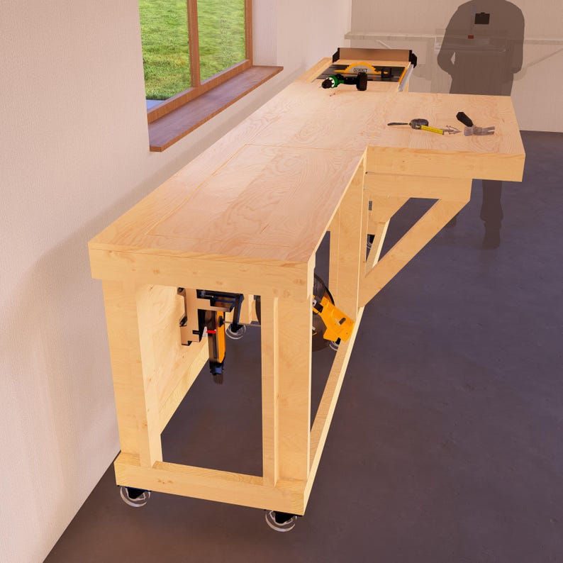 2x12 Space-saving DIY Workbench Plans, Includes Foldable Extra Work ...