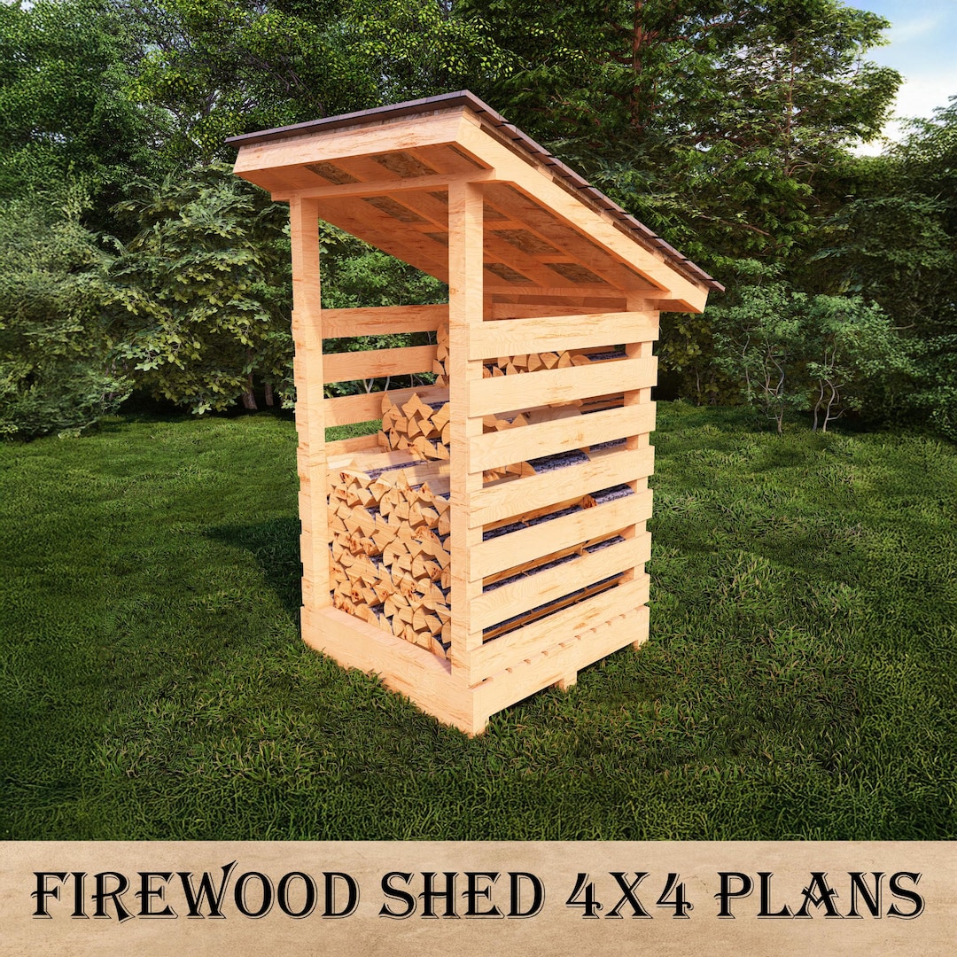 4x4 Open Firewood Shed Plans, DIY Timber Log Storage, Sturdy ...
