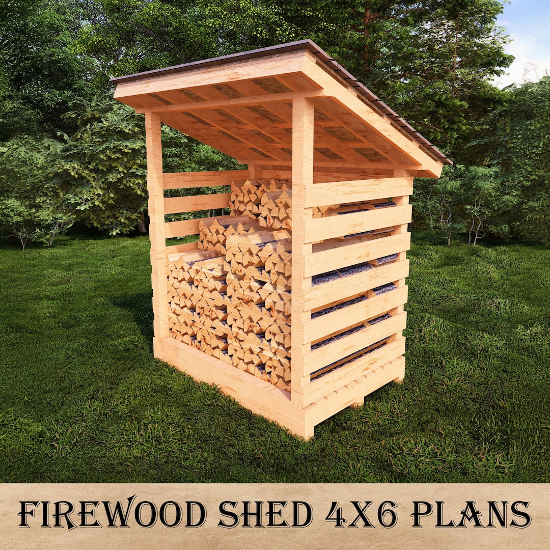 DIY 4x6 Ft Timber Firewood Shed Plans, Open-front Storage for Logs ...