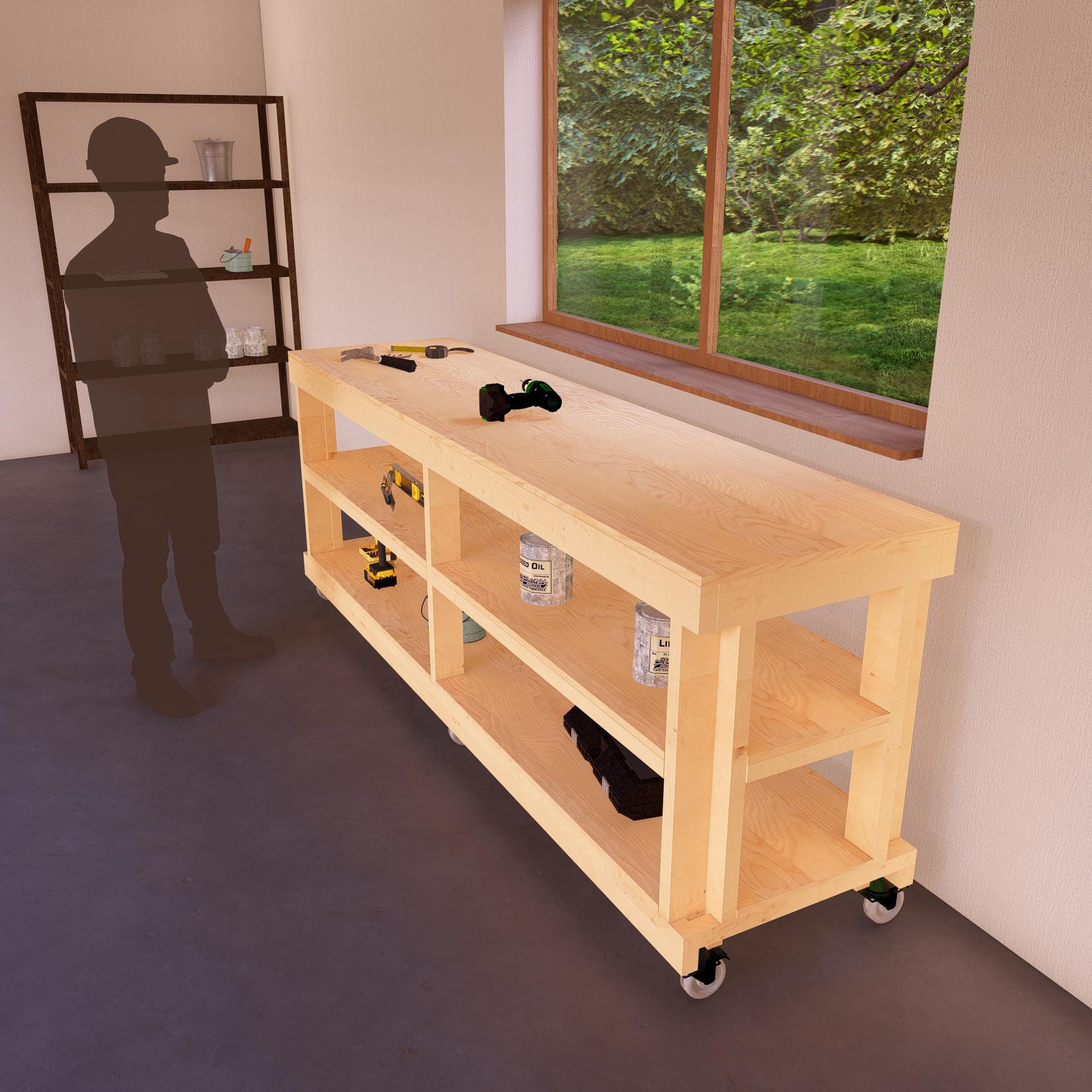 DIY Modular Garage Workbench Plans in 2x8 Size, Perfect for Narrow ...