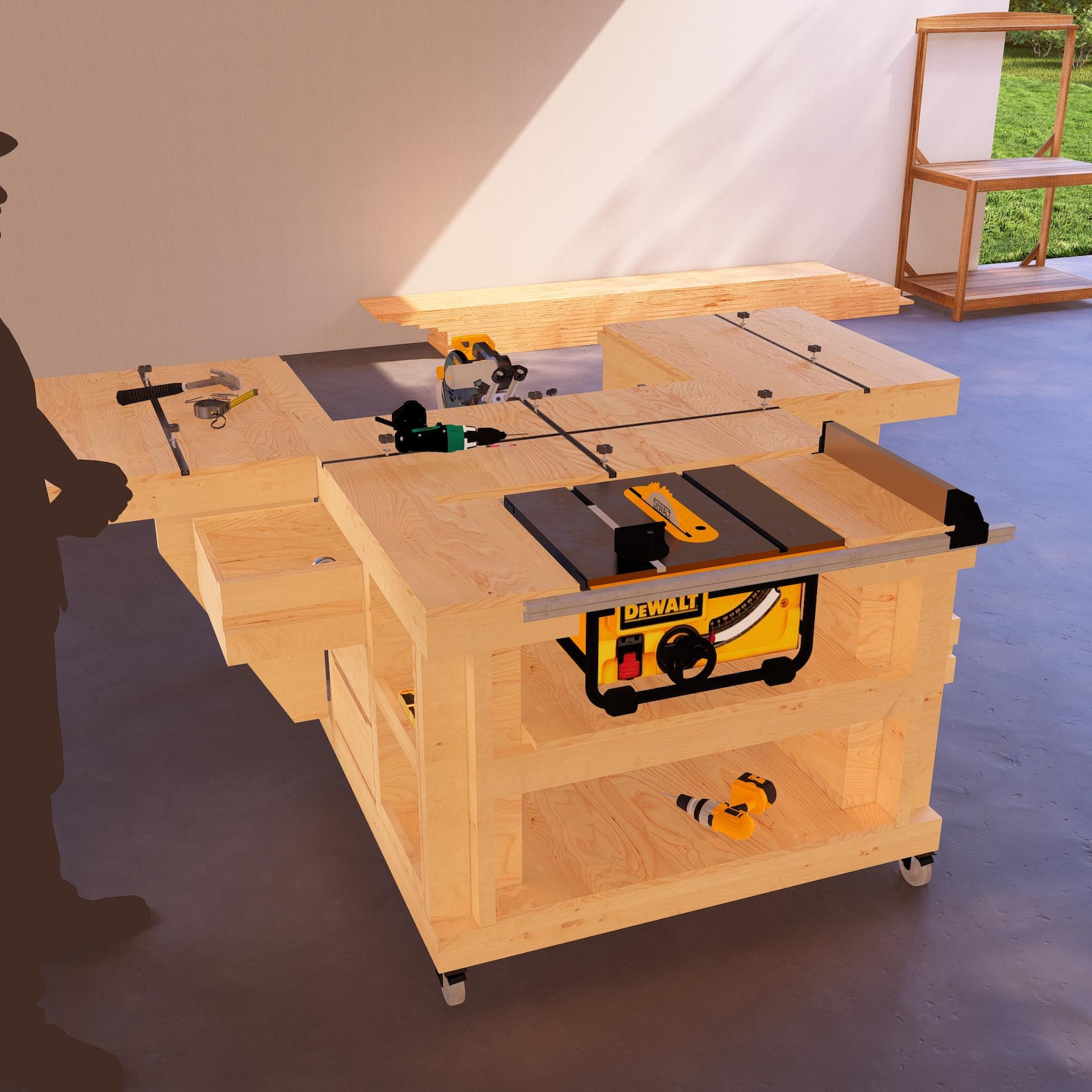 DIY Mobile Garage Workbench Plans, Versatile Station With Miter Saw ...