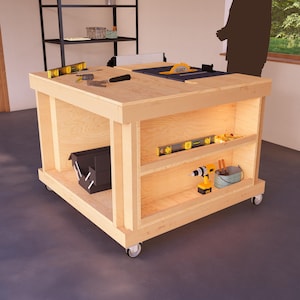4x4 Versatile Modular Workbench Plans With Table Saw Station & Storage ...