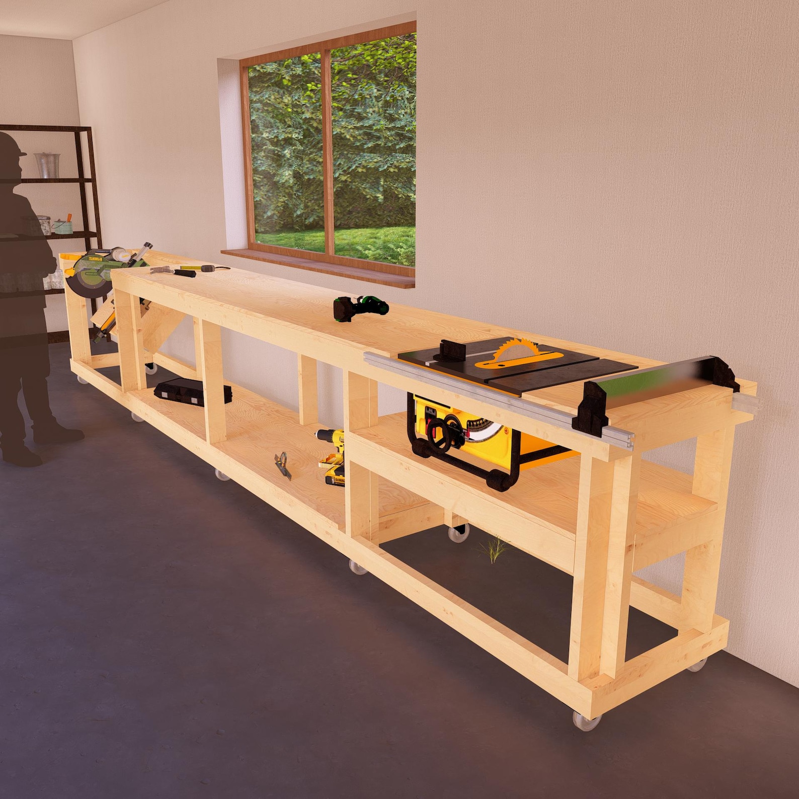 DIY Compact Workbench Plans, Build Your Own 2x16 Space-saving Workbench ...