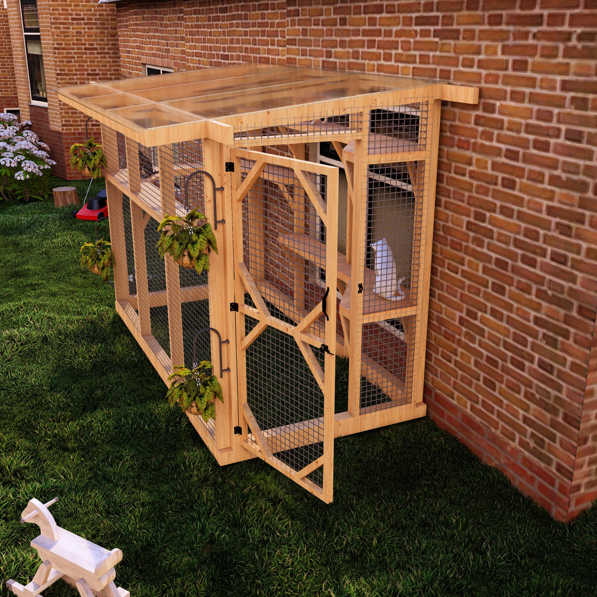 DIY Outdoor Cat Enclosure Plans, 5 X 10 Pergola Style Catio With ...