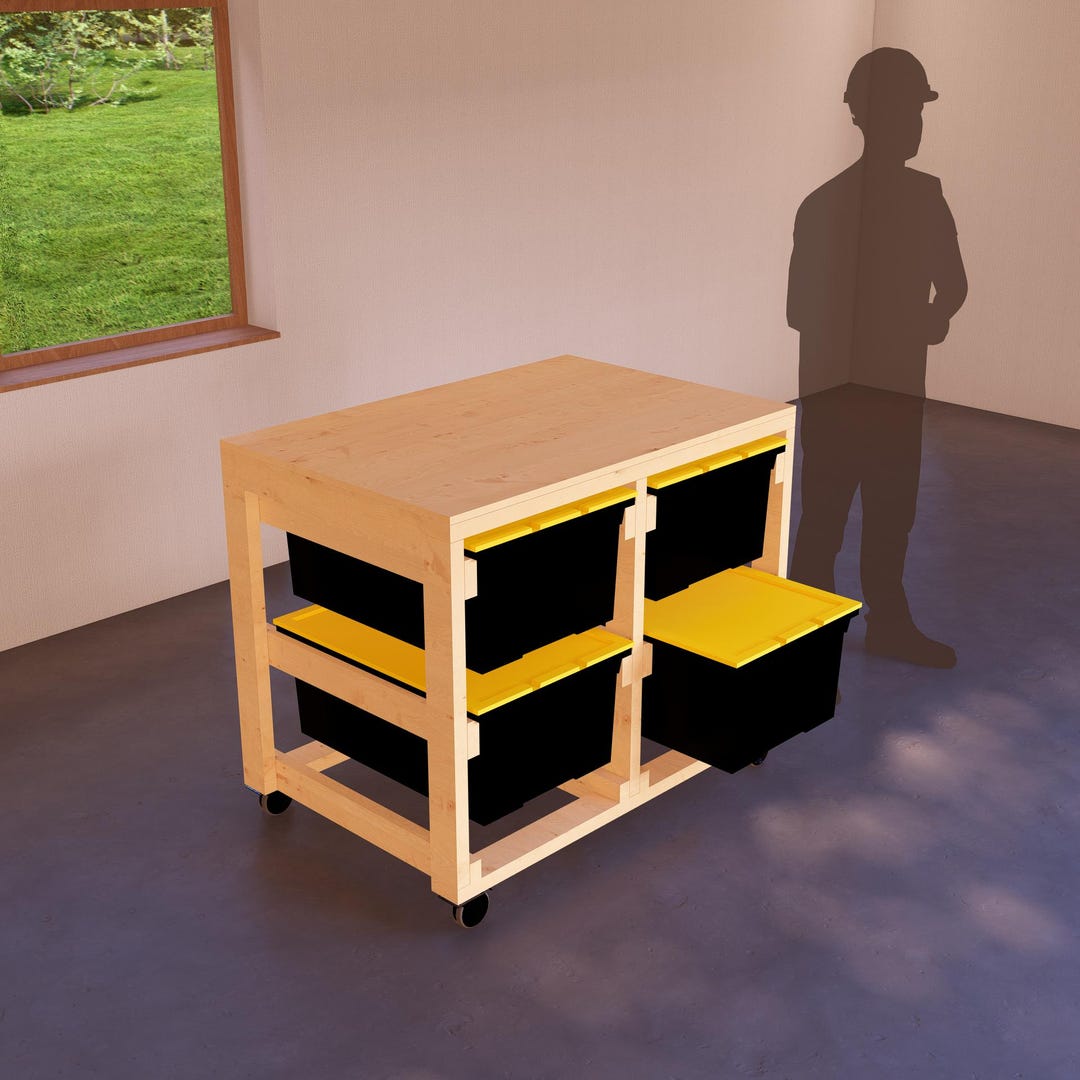 DIY Modular Tote Rack Workbench Plans, Holds 4 27-gallon Bins, Dual ...