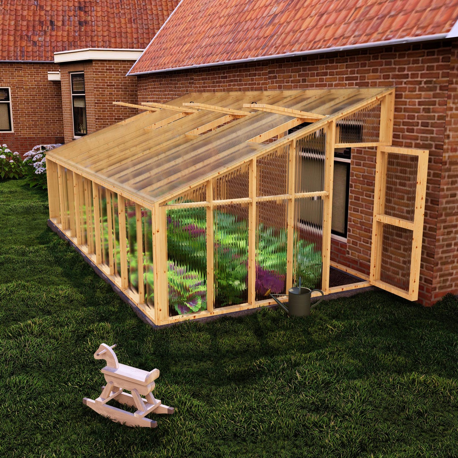 DIY 10x20 Ft Lean-to Greenhouse Plans, Wall-attached Polycarbonate ...