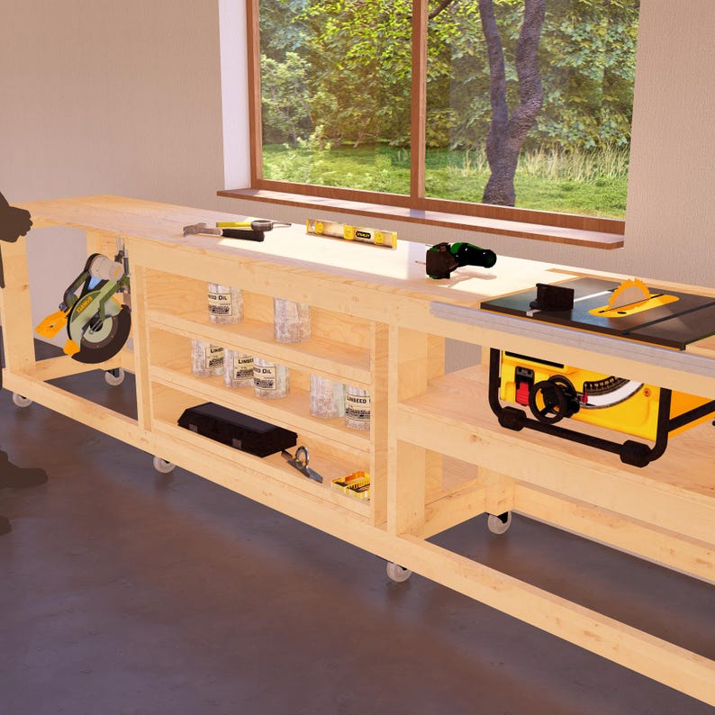 Premium DIY Compact Workbench Plans 2x12, Perfect for Small Spaces With ...