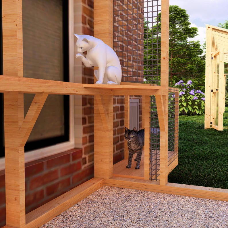 DIY Outdoor Cat Enclosure Bundle Plans, Modular Catio 5x10 With Tunnel ...