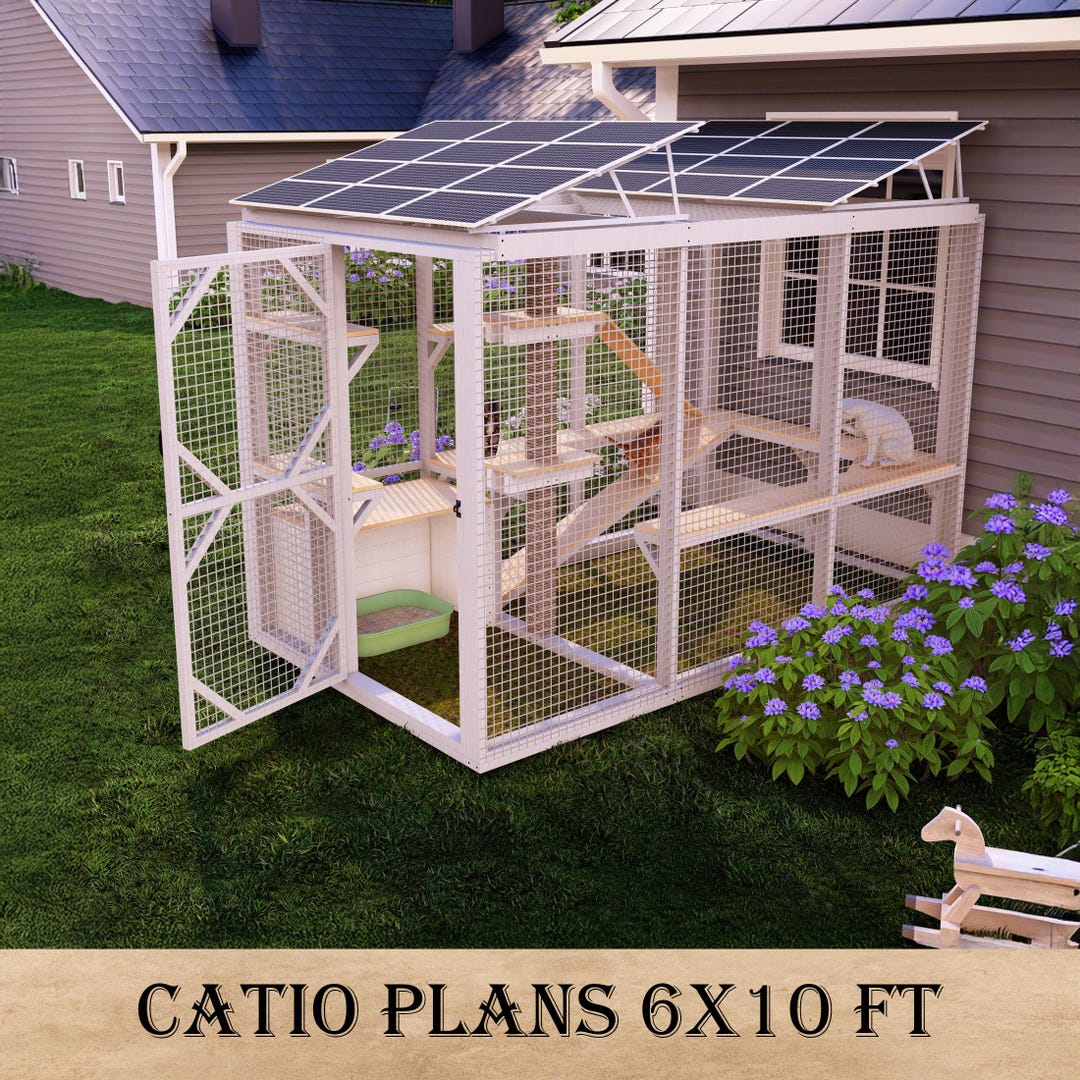 DIY 6x10 Catio Plans With Solar-ready Roof – Freestanding Outdoor Cat ...