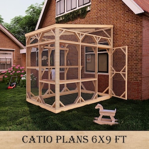 DIY Outdoor Catio Plans, Secure House-attached Cat Enclosure, Multi ...