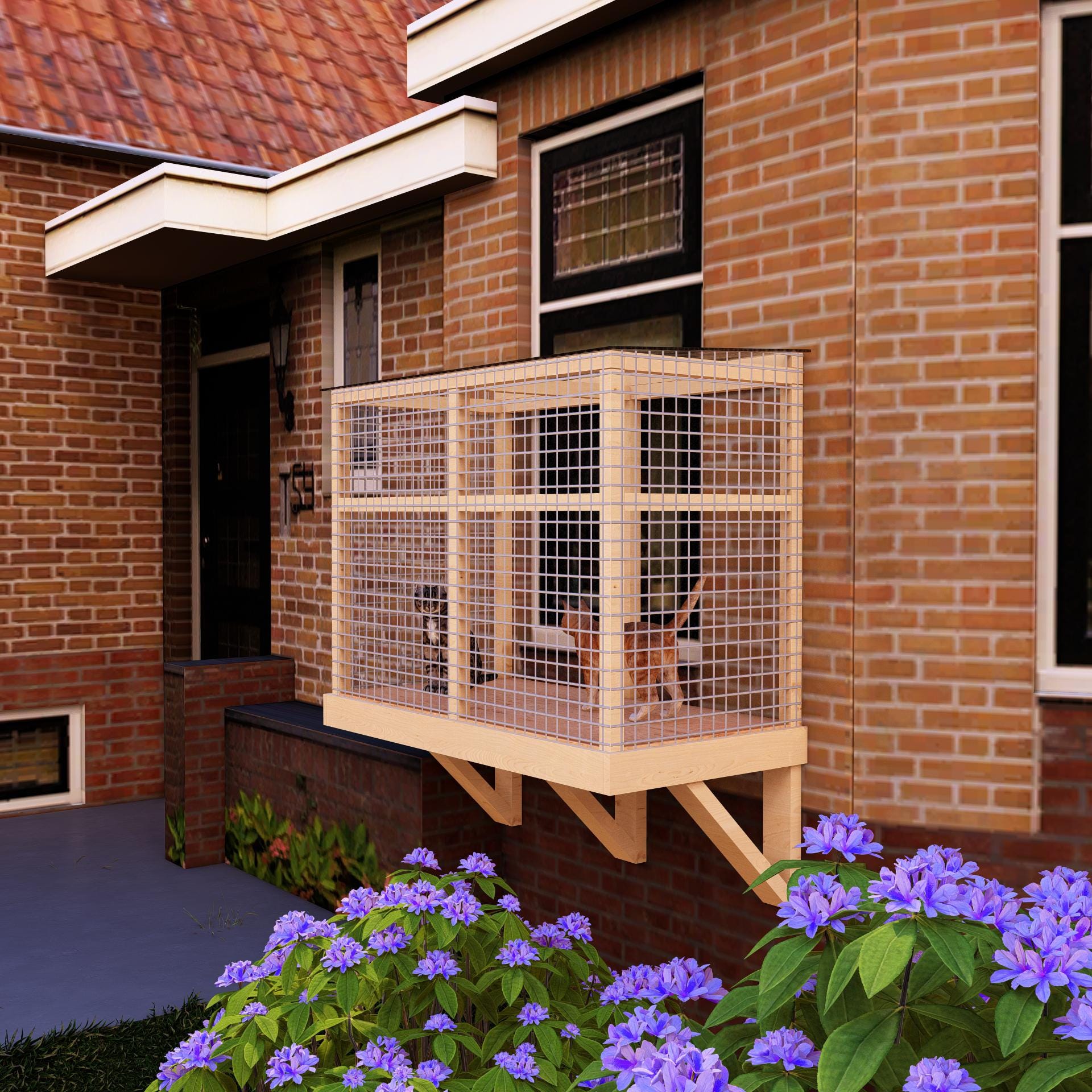 DIY 2x4 Ft Window Catio Plans, Outdoor Cat Enclosure for Fresh Air and ...