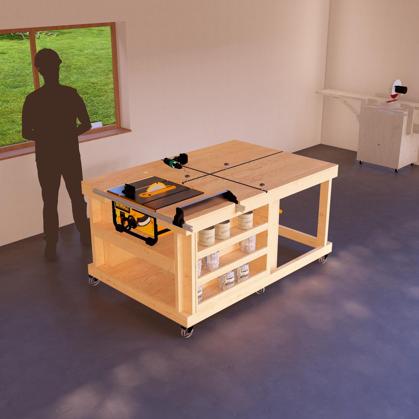 Premium DIY Mobile Garage Workbench Plans - Expandable 4x6 Foldable ...