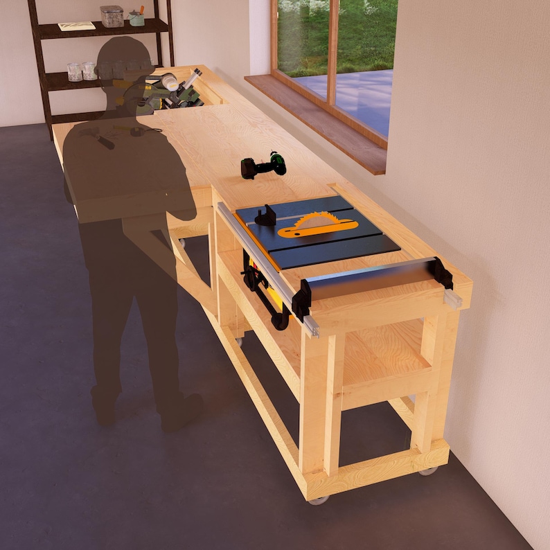2x12 Space-saving DIY Workbench Plans, Includes Foldable Extra Work ...