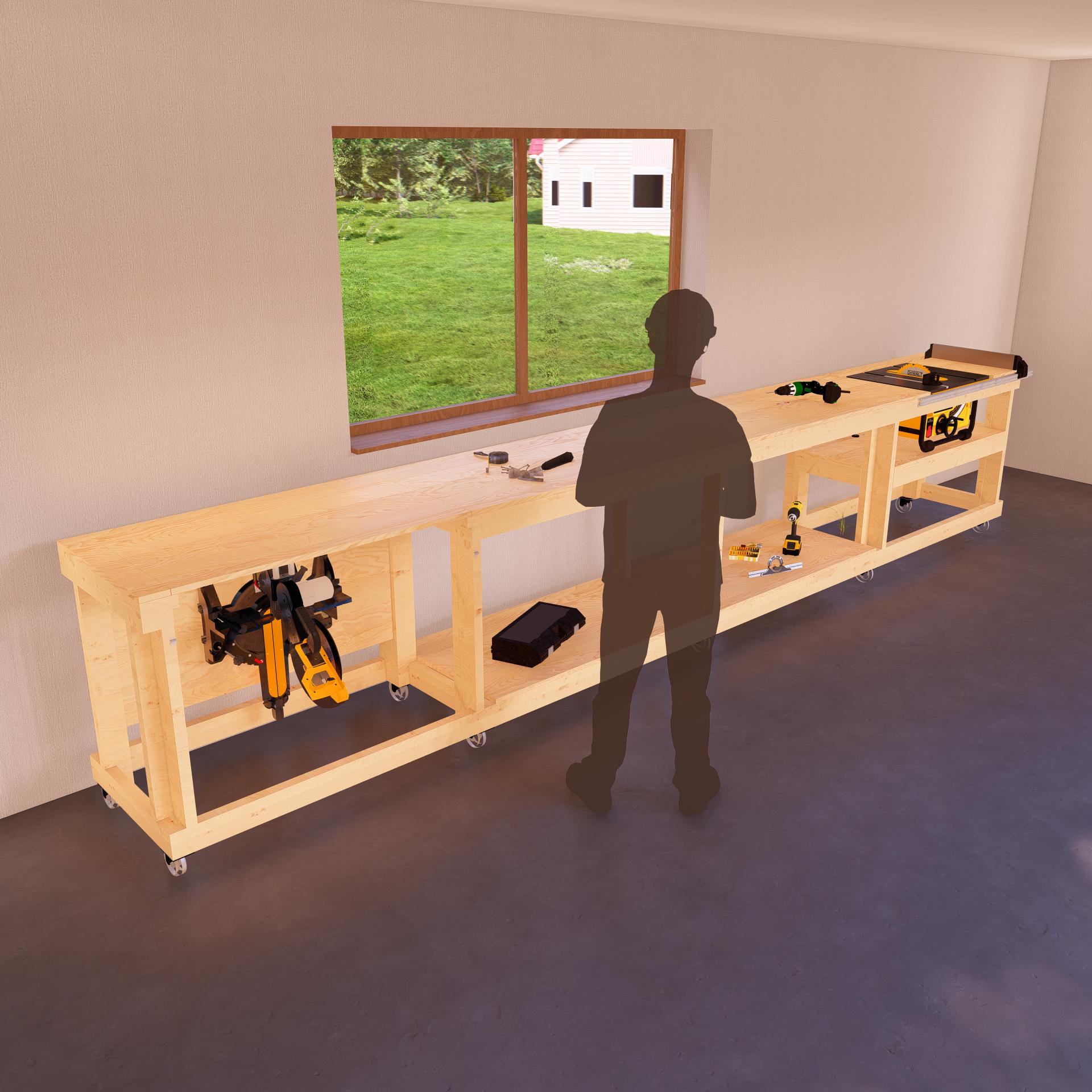 DIY Compact Workbench Plans, Build Your Own 2x16 Space-saving Workbench ...