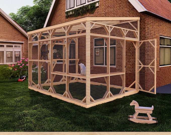 Garden Pergola DIY Cat Enclosure & Catio Digital Plans With Natural Cat ...
