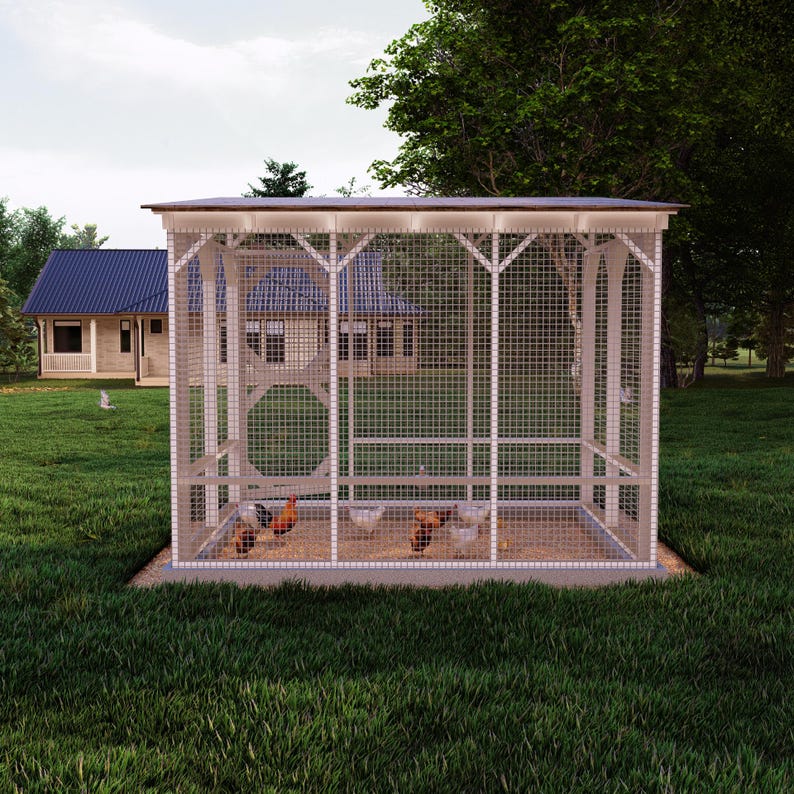 DIY Chicken Run With Roof, 8x10 Walk-in, 2x4 Frame, for 16–20 Chickens ...