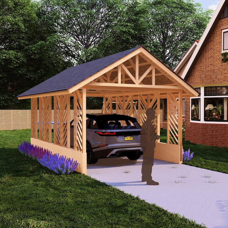 DIY Wooden Single Car Garage Plans: Garden Integration (PDF Download ...