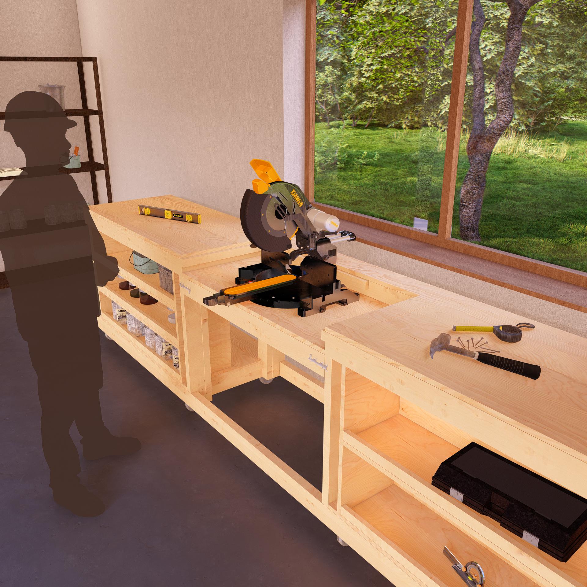 DIY Compact Workbench Plans, Space-saving 2 X 16 Workstation With ...