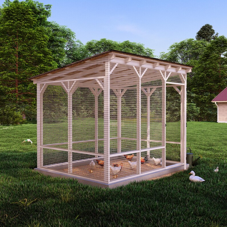DIY Chicken Run With Roof, 8x10 Walk-in, 2x4 Frame, for 16–20 Chickens ...
