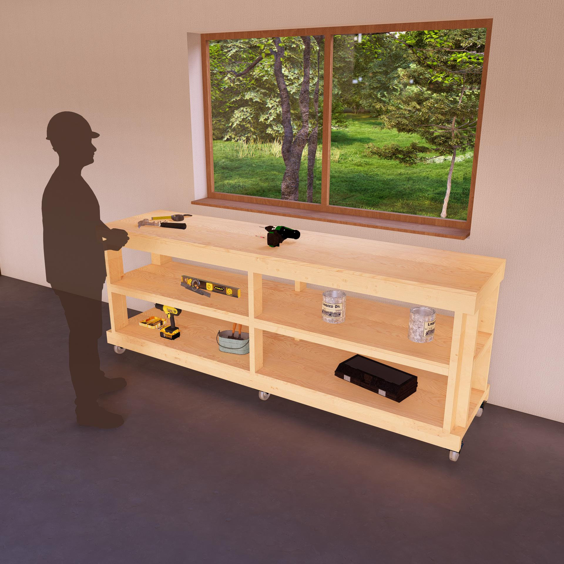 DIY Modular Garage Workbench Plans in 2x8 Size, Perfect for Narrow ...