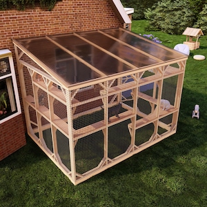DIY Large Cat Patio Plans, Spacious Outdoor Catio Attached to House ...