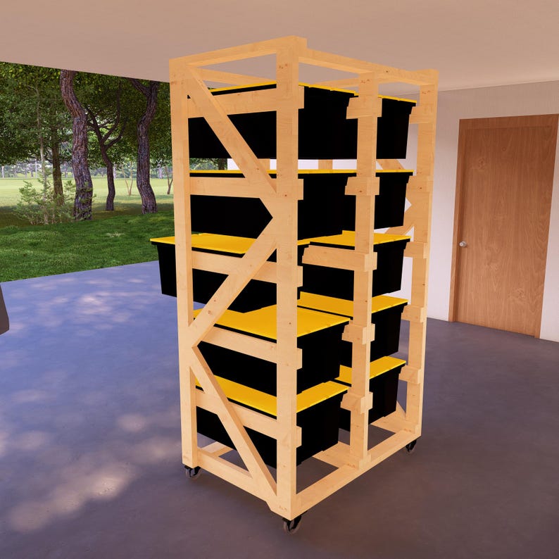 DIY Modular Tote Adaptable Storage Rack Plans, Mobile Wooden Design for ...